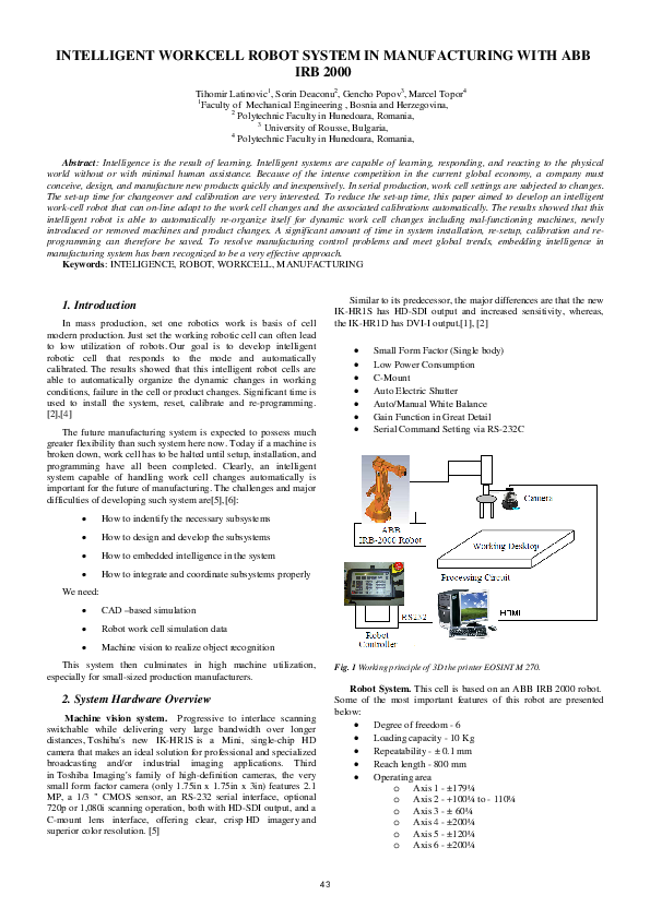(PDF) Intelligent workcell robot system in manufacturing with ABB IRB 2000