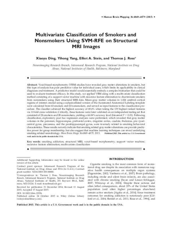 (PDF) Multivariate classification of smokers and nonsmokers using SVM ...