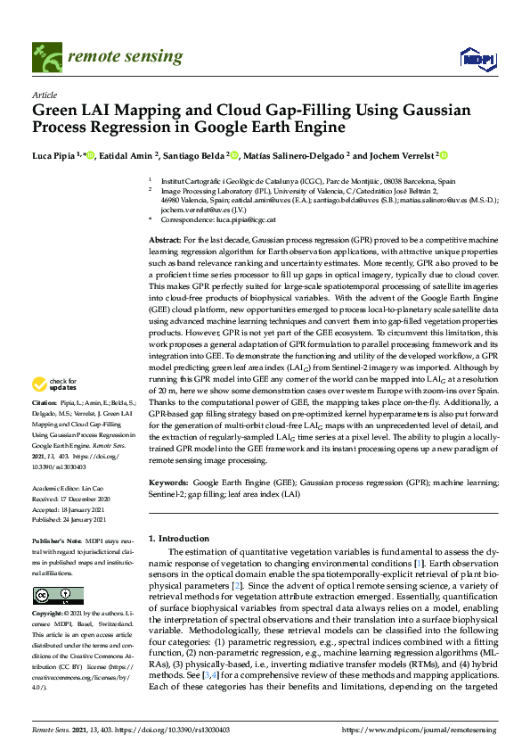 (PDF) Green LAI Mapping and Cloud Gap-Filling Using Gaussian Process Regression in Google Earth ...