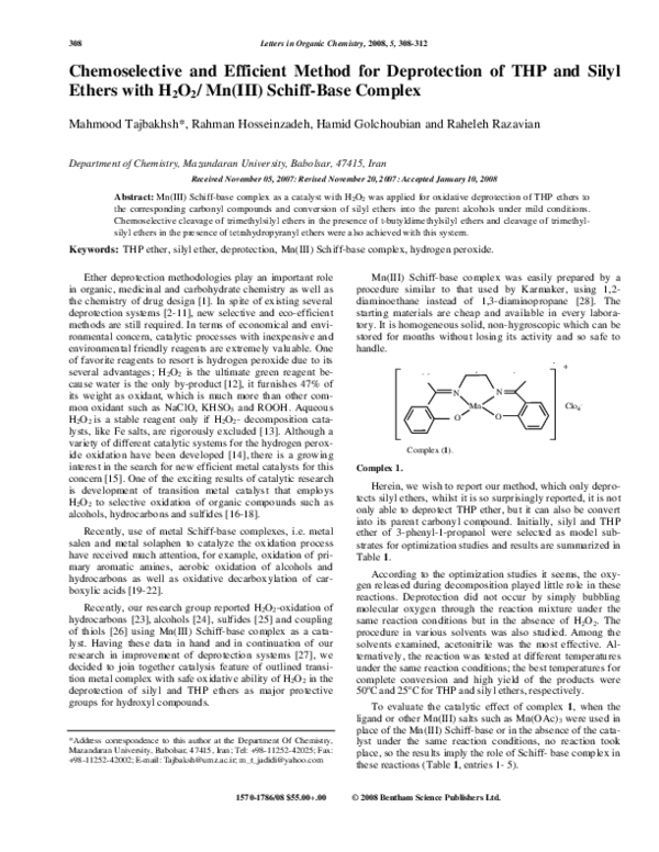 (PDF) Chemoselective and Efficient Method for Deprotection of THP and ...