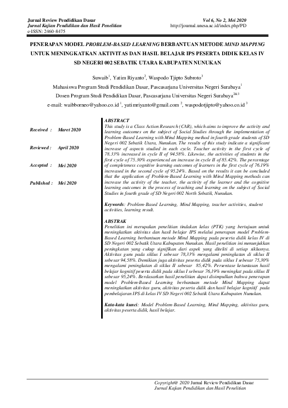 (PDF) Penerapan Model Problem-Based Learning Berbantuan Metode Mind ...