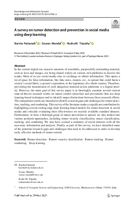 (PDF) A survey on rumor detection and prevention in social media using ...