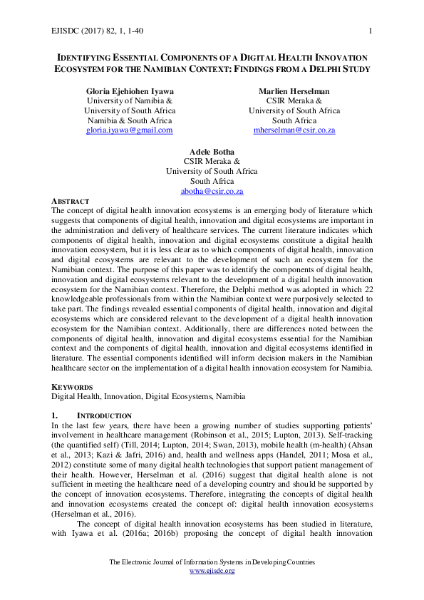 (PDF) Identifying Essential Components of a Digital Health Innovation ...
