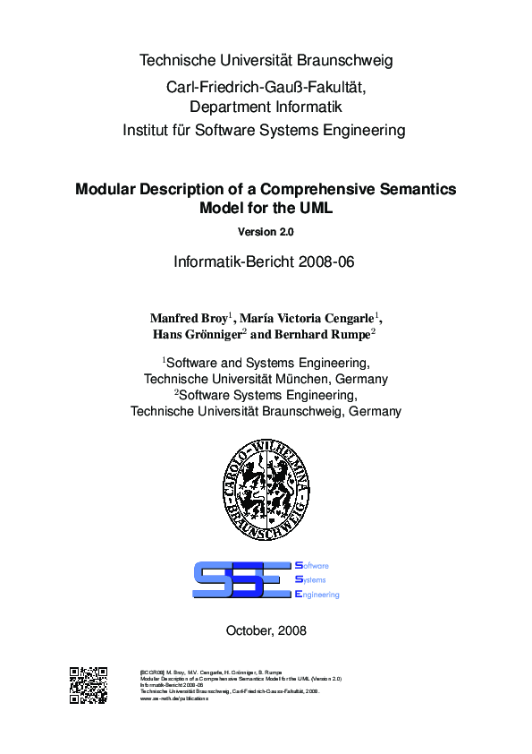 (PDF) Modular Description of a Comprehensive Semantics Model for the UML (Version 2.0) | María ...