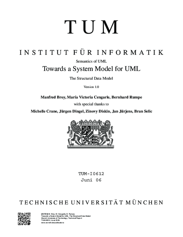 (PDF) Towards a System Model for UML. The Structural Data Model | María Cengarle - Academia.edu