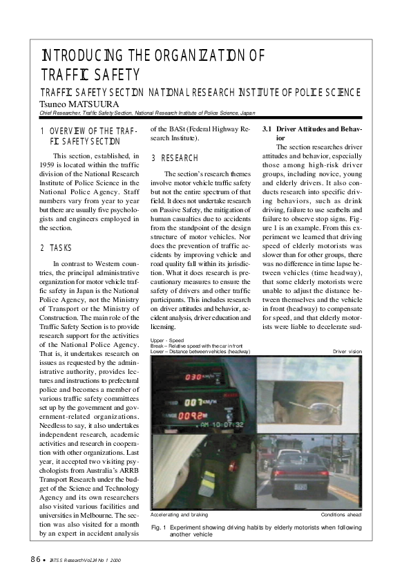 (PDF) Traffic Safety Section, National Research Institute of Police Science