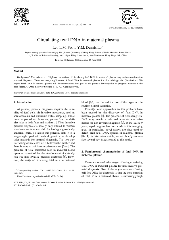 (PDF) Circulating fetal DNA in maternal plasma