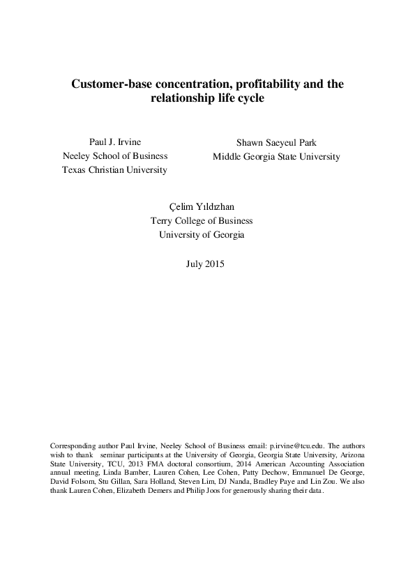 (PDF) Customer-Base Concentration, Profitability, and the Relationship ...