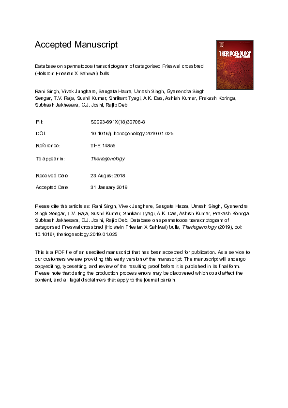 (PDF) Database on spermatozoa transcriptogram of catagorised Frieswal ...