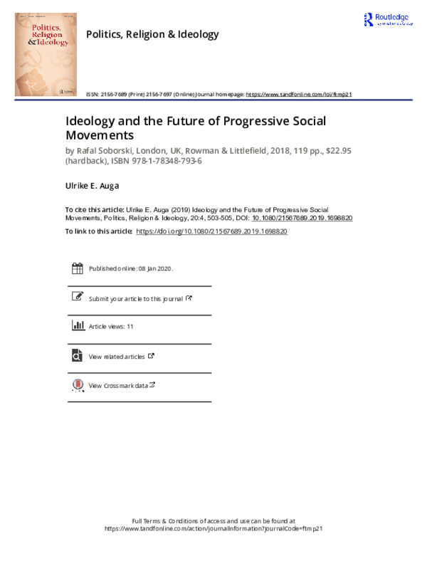 (PDF) Ideology and the Future of Progressive Social Movements