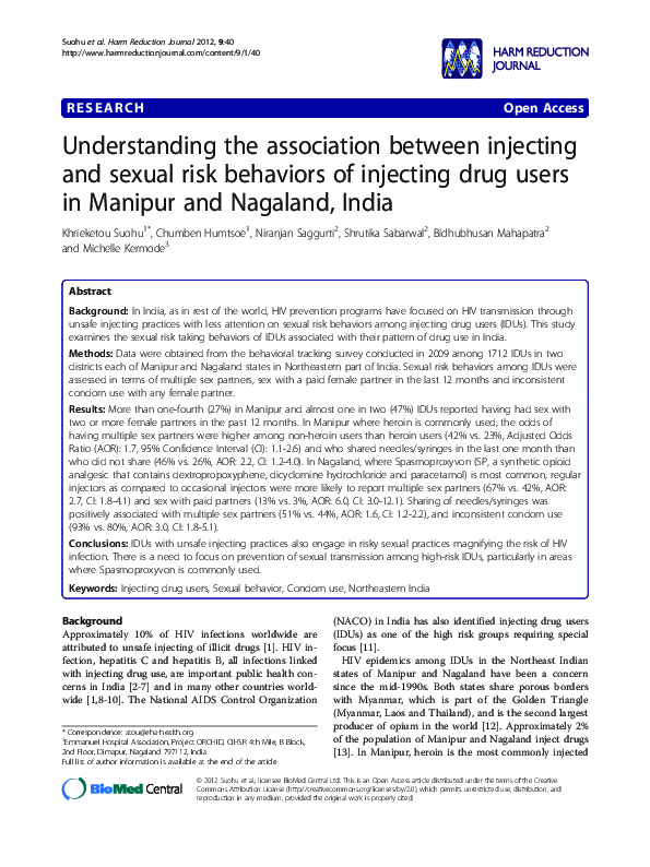 (PDF) Understanding the association between injecting and sexual risk behaviors of injecting ...