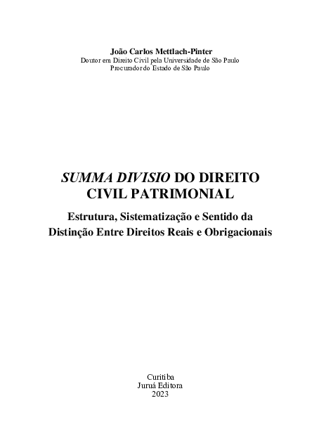 (PDF) Summa divisio do direito civil patrimonial: estrutura ...