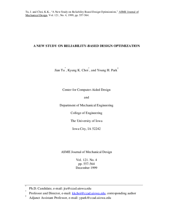 (PDF) A New Study on Reliability-Based Design Optimization
