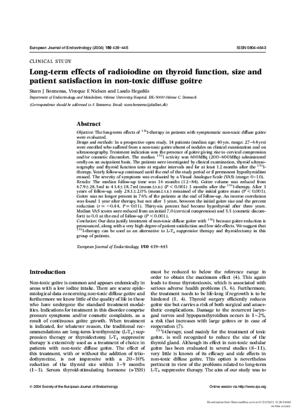 (PDF) Patient Satisfaction in Non-Toxic Diffuse Goitre | Steen Bonnema ...