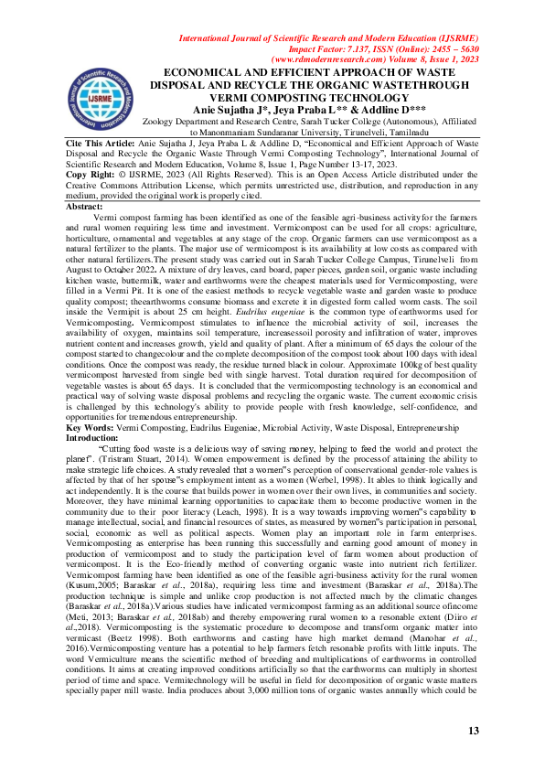 (PDF) Economical and Efficient Approach of Waste Disposal and Recycle the Organic Waste Through ...