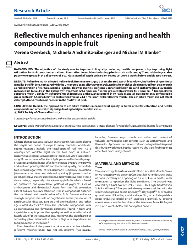 (PDF) Reflective mulch enhances ripening and health compounds in apple ...