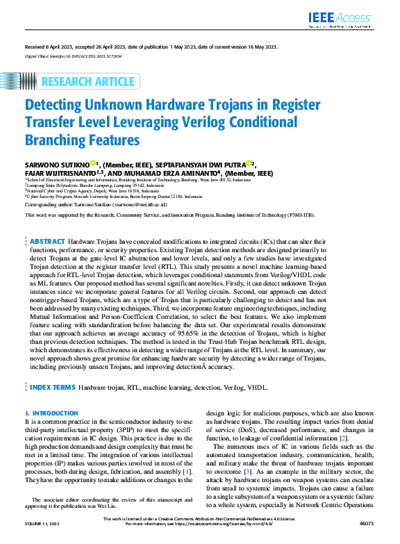 Pdf Detecting Unknown Hardware Trojans In Register Transfer Level Leveraging Verilog