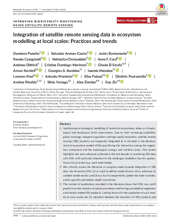 (PDF) Integration of satellite remote sensing data in ecosystem ...