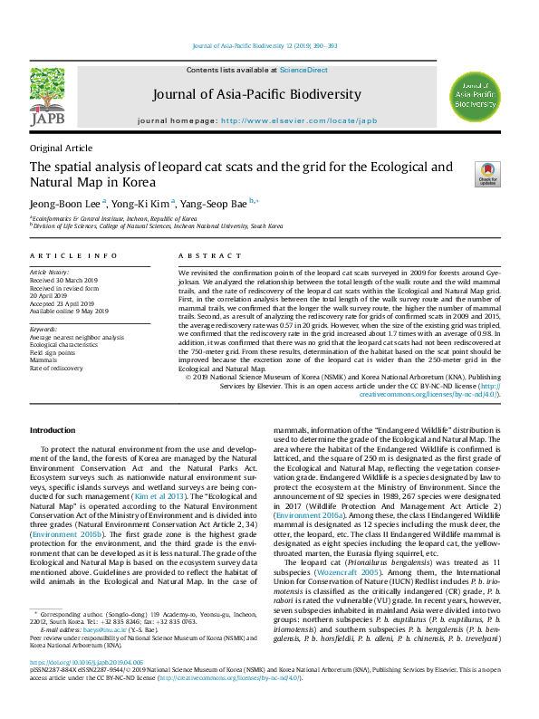 (PDF) The spatial analysis of leopard cat scats and the grid for the Ecological and Natural Map ...