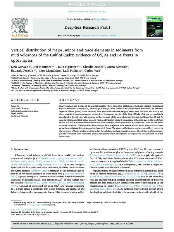 (PDF) Vertical distribution of major, minor and trace elements in ...