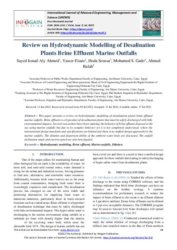 (PDF) Review on Hydrodynamic Modelling of Desalination Plants Brine ...