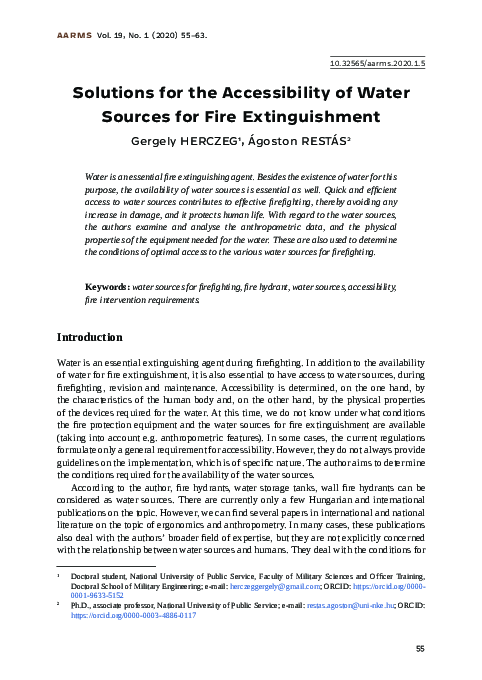 (PDF) Solutions for the Accessibility of Water Sources for Fire ...