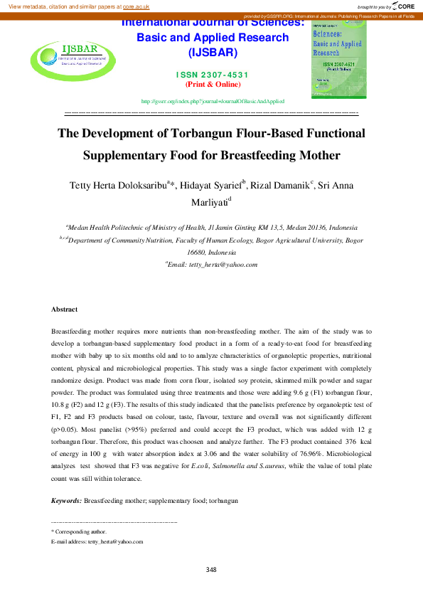 (PDF) The Development of Torbangun Flour-Based Functional Supplementary ...