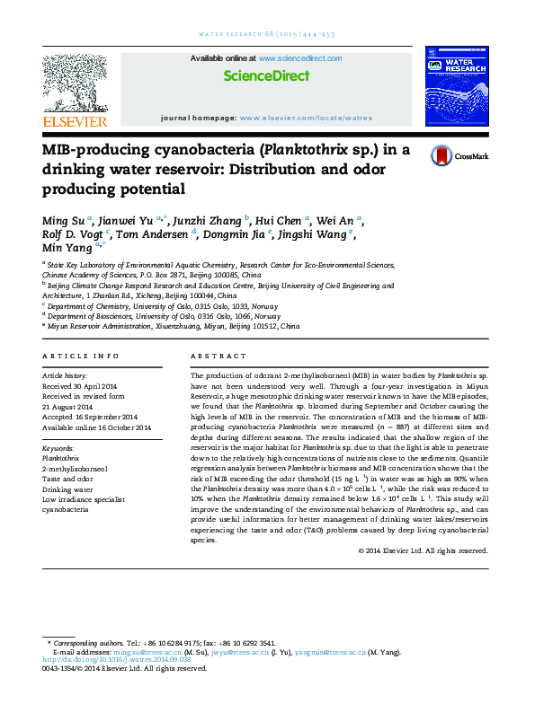 (PDF) MIB-producing cyanobacteria (Planktothrix sp.) in a drinking ...