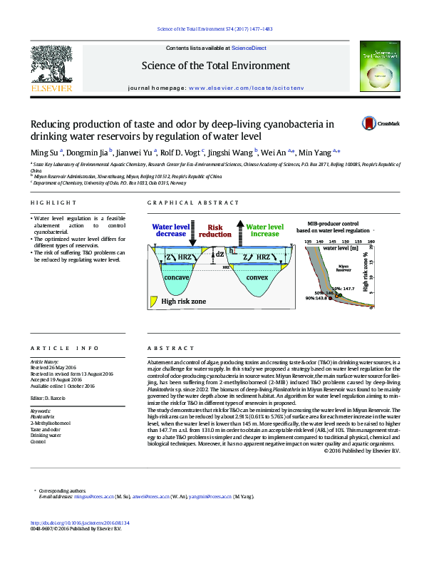 (PDF) Reducing production of taste and odor by deep-living ...