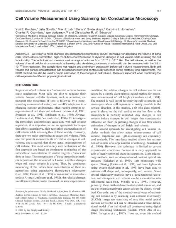(PDF) Cell Volume Measurement Using Scanning Ion Conductance Microscopy