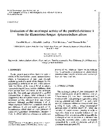 (PDF) Evaluation of the antifungal activity of the purified chitinase 1 ...