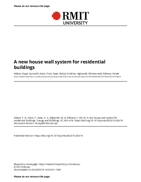 (PDF) A new house wall system for residential buildings