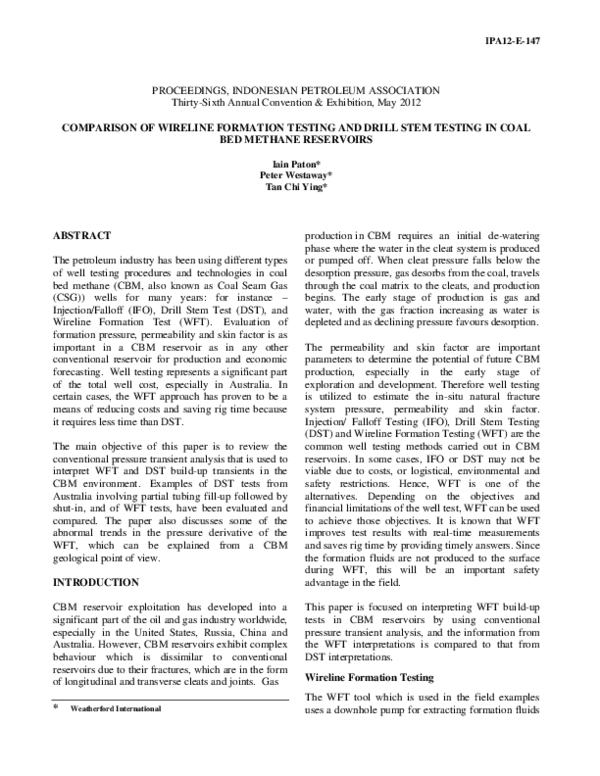 (PDF) Comparison of Wireline Formation Testing and Drill Stem Testing ...