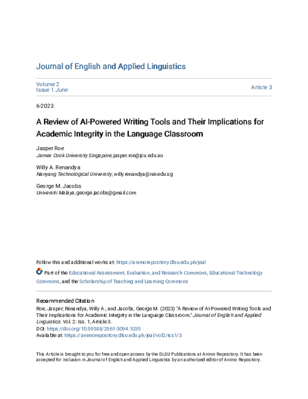 (PDF) A Review of AI-Powered Writing Tools and Their Implications for ...