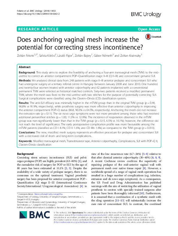 (PDF) Does anchoring vaginal mesh increase the potential for correcting ...