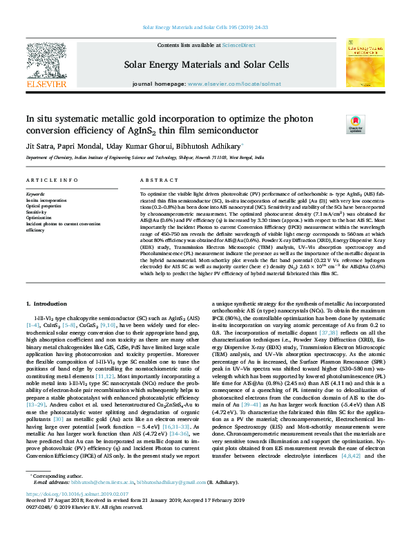 (PDF) In situ systematic metallic gold incorporation to optimize the ...