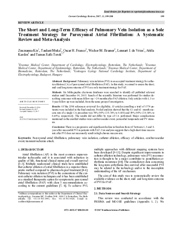 (PDF) The Short and Long-Term Efficacy of Pulmonary Vein Isolation as a ...