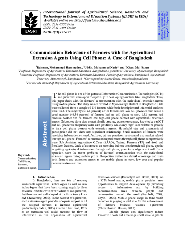 (PDF) Communication Behaviour of Farmers with the Agricultural ...
