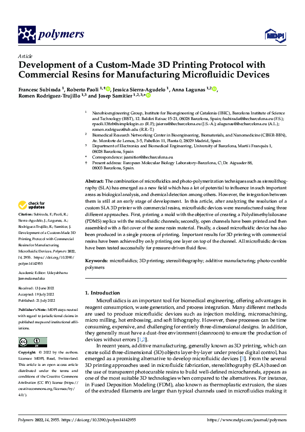 (PDF) Development of a Custom-Made 3D Printing Protocol with Commercial Resins for Manufacturing ...