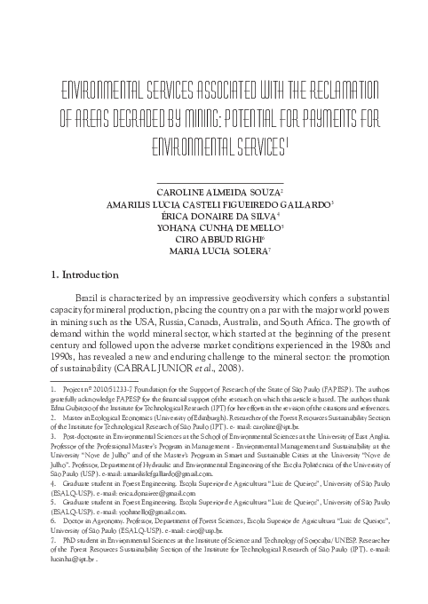 (PDF) Environmental Services Associated with the Reclamation of Areas ...