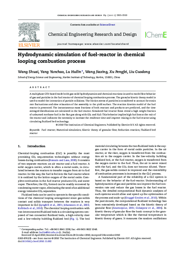 (PDF) Hydrodynamic simulation of fuel-reactor in chemical looping combustion process