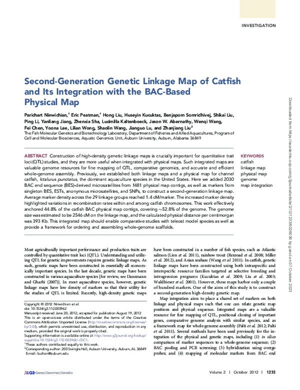 (PDF) Second-generation genetic linkage map of catfish and its ...