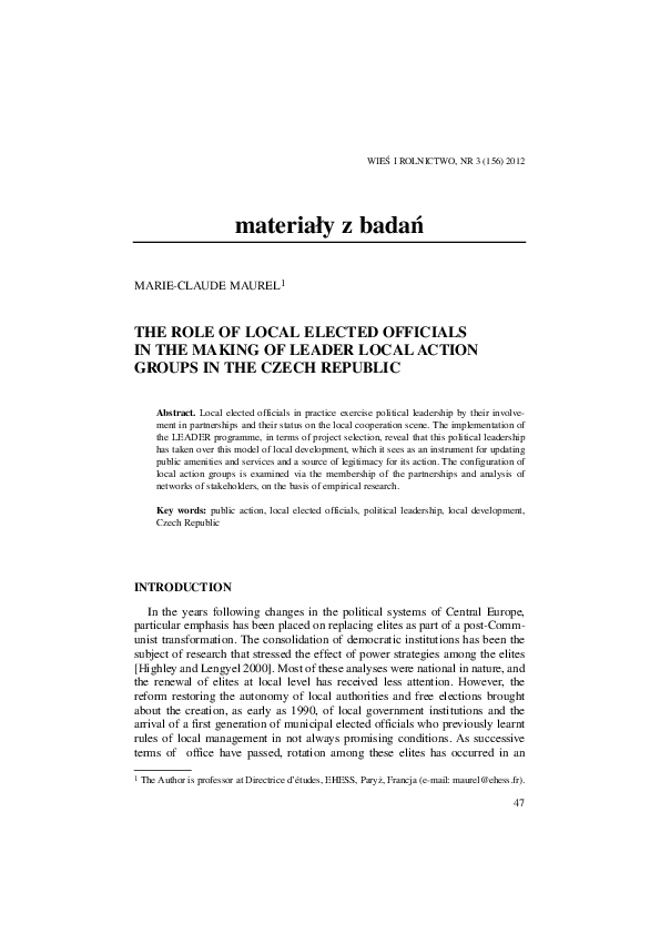 (PDF) The Role of Local Elected Officials in the Making of Leader Local ...