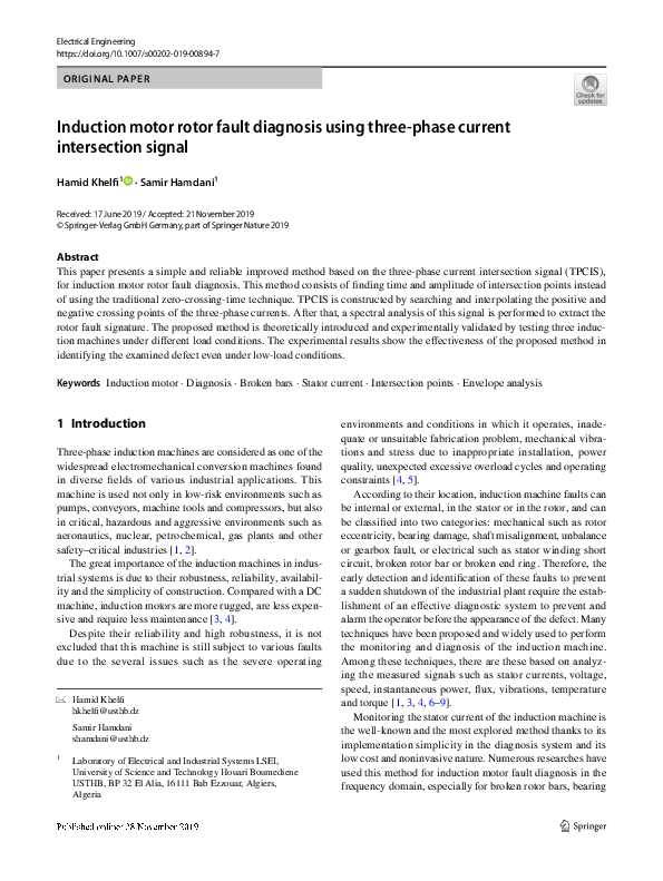 Pdf Induction Motor Rotor Fault Diagnosis Using Three Phase Current