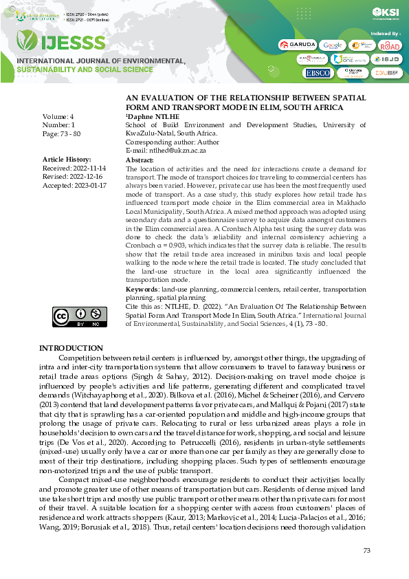 (PDF) An Evaluation of the Relationship Between Spatial Form and ...