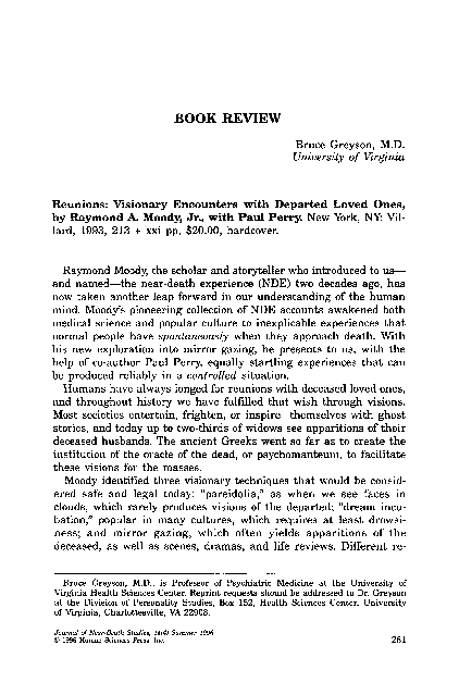 (PDF) Book Review: Reunions: Visionary Encounters with Departed Loved Ones