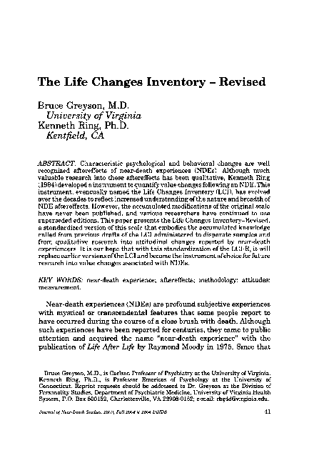(PDF) The Life Changes Inventory - Revised