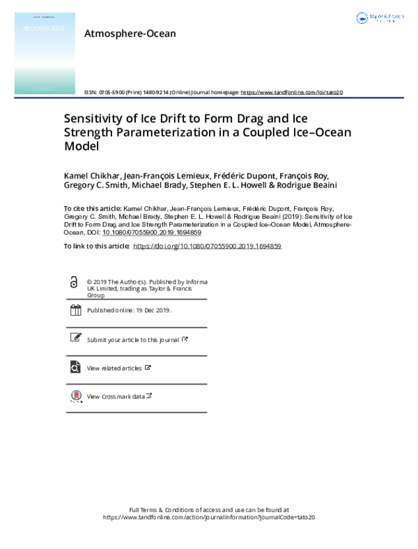 (PDF) Sensitivity of Ice Drift to Form Drag and Ice Strength ...