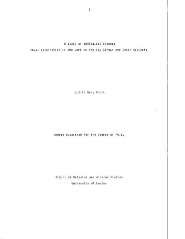 (PDF) A study of analogical change : Vowel alternation in the verb in ...