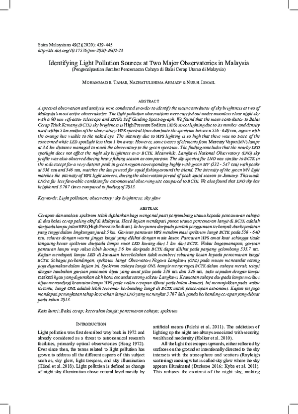 (PDF) Identifying Light Pollution Sources at Two Major Observatories in ...